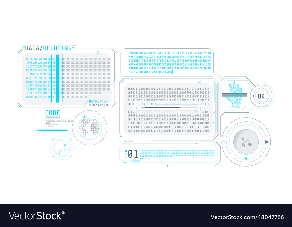 Hud interface design for decoding satellite data Vector Image
