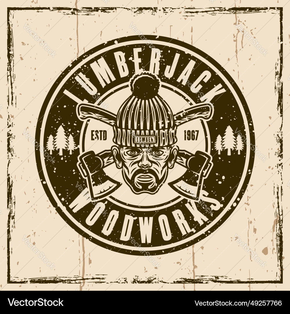 Lumberjack vintage emblem label badge Royalty Free Vector