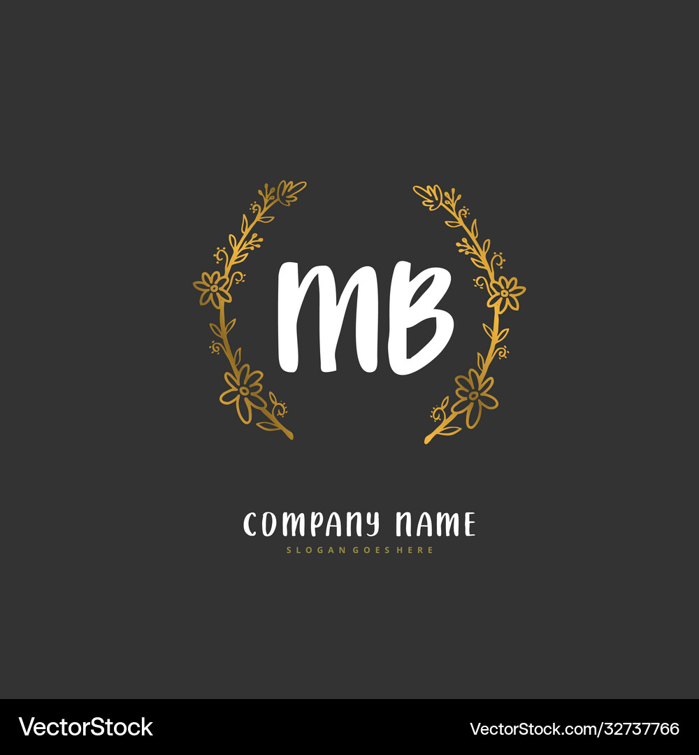 M b mb initial handwriting and signature logo Vector Image