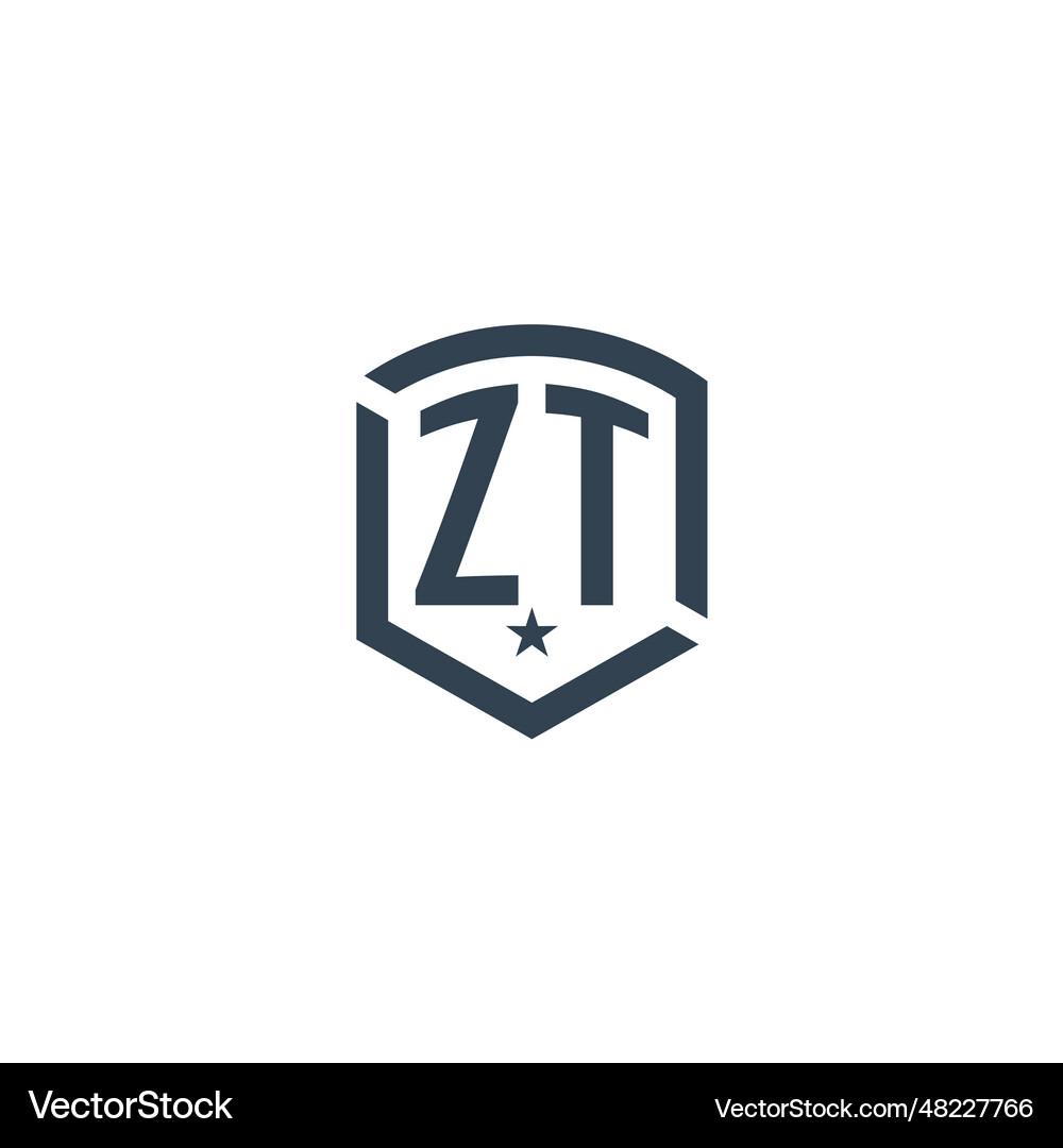Monogram zt star shield logo design inspiration Vector Image