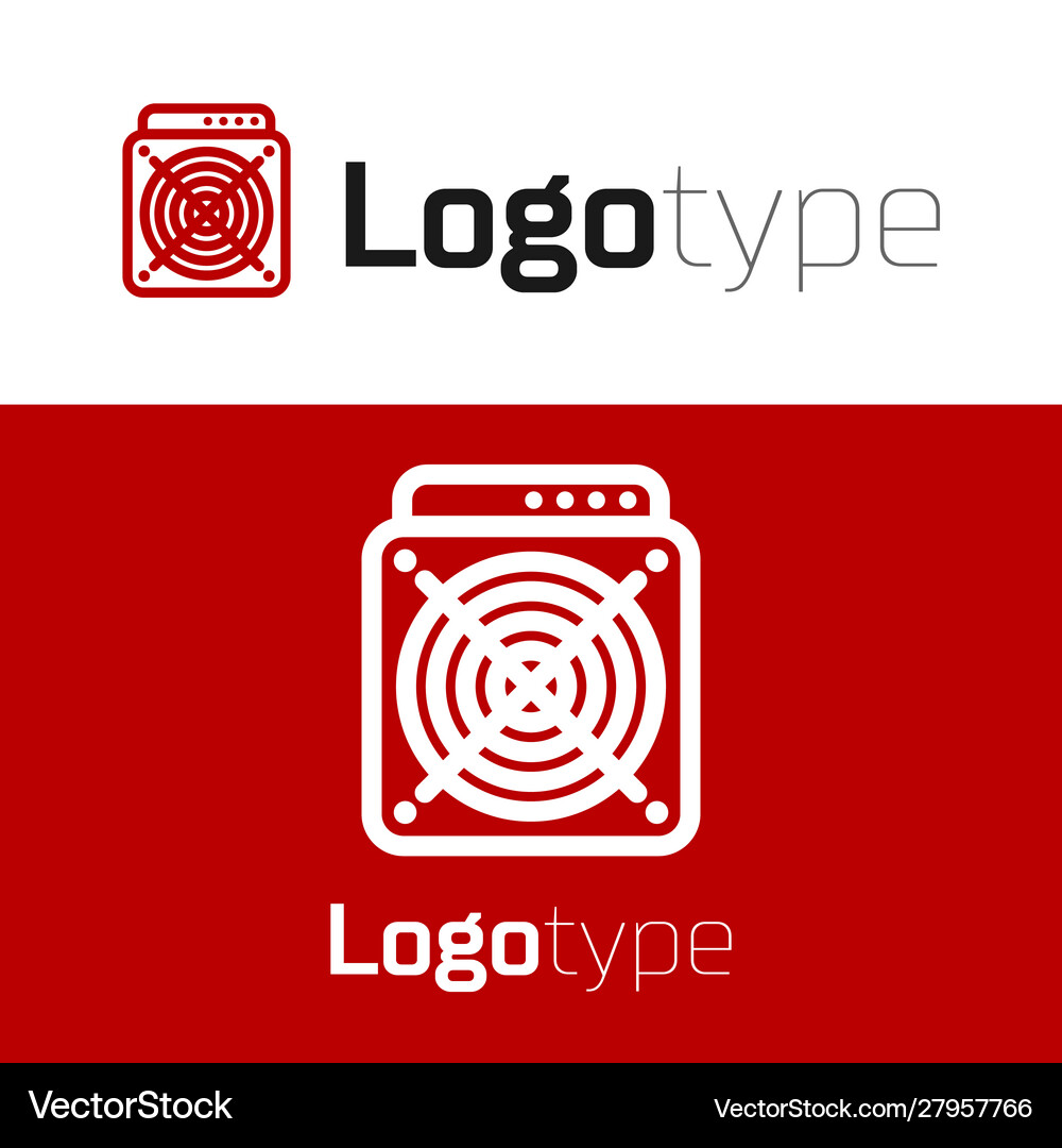 Red asic miner icon isolated on white background Vector Image