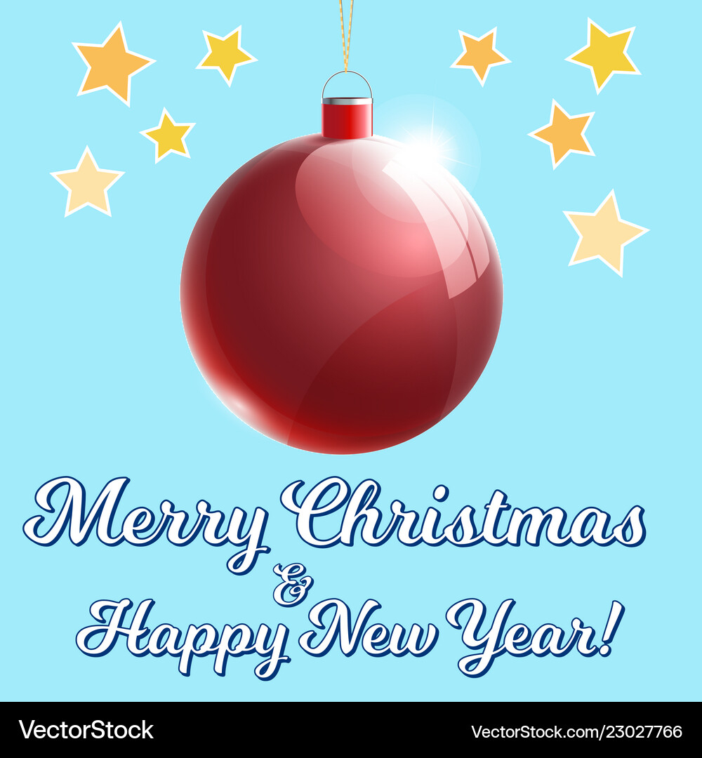 Red christmas glass ball 3d with text Royalty Free Vector