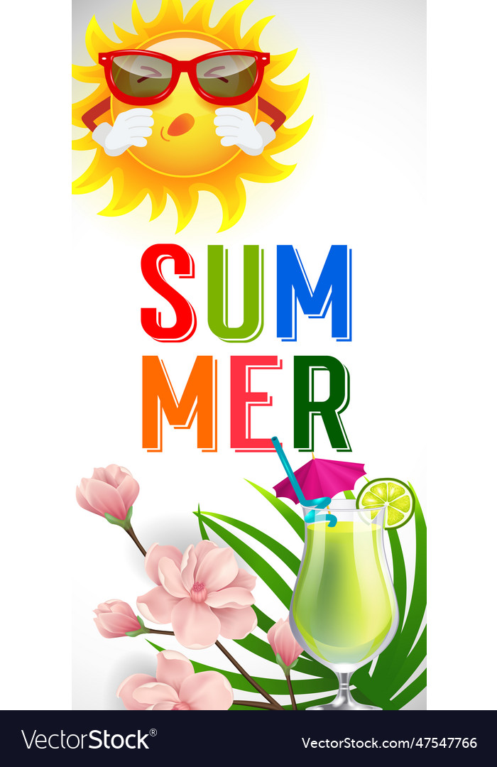 Summer lettering with sun in sunglasses Royalty Free Vector
