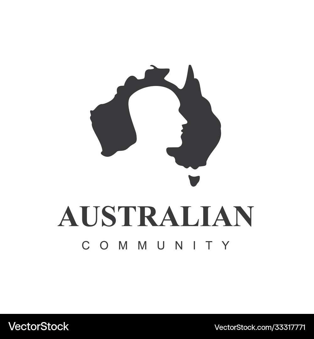 Australian community logo with silhouette man Vector Image
