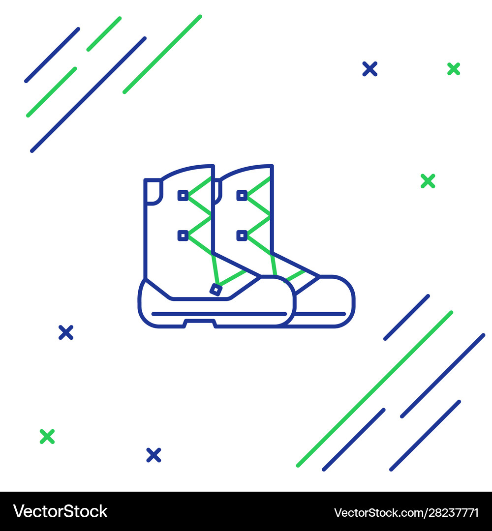 Blue and green line boots icon isolated on white Vector Image
