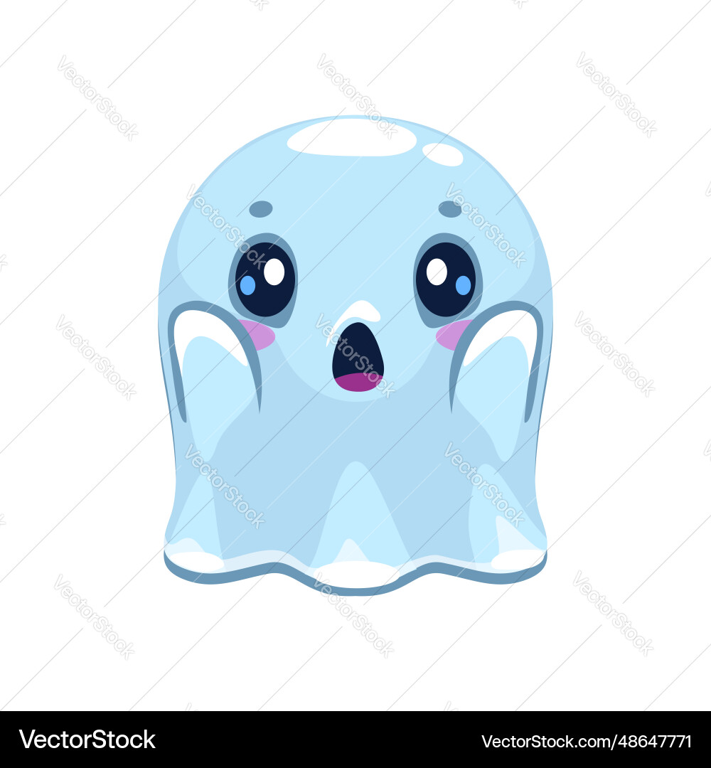 Cartoon halloween emoji surprised ghost wow face Vector Image