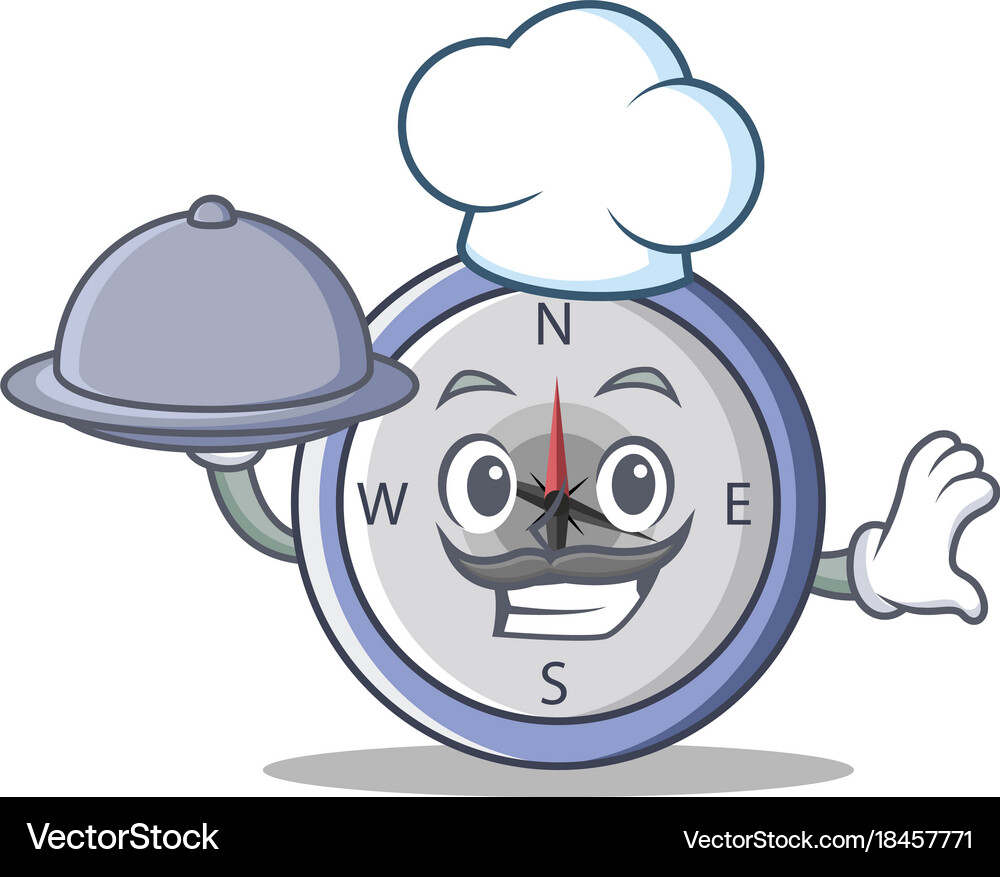 Chef with food compass character cartoon style Vector Image