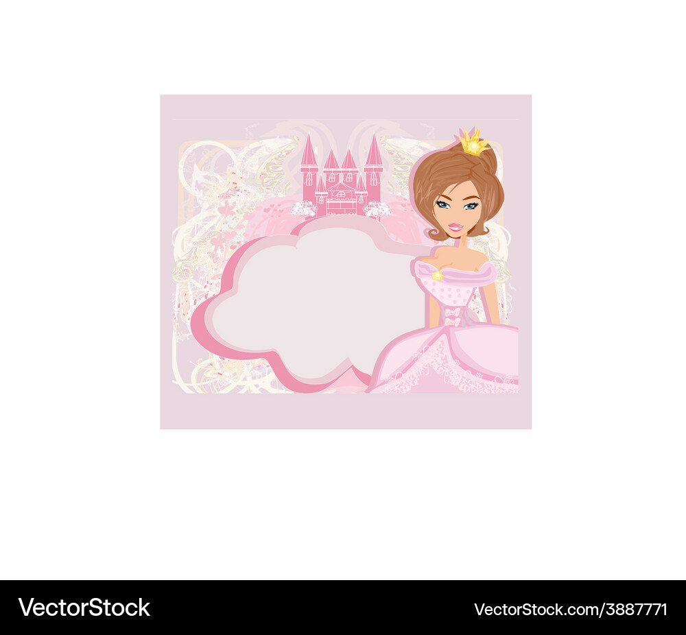 Decorative frame with beautiful princess and pink Vector Image