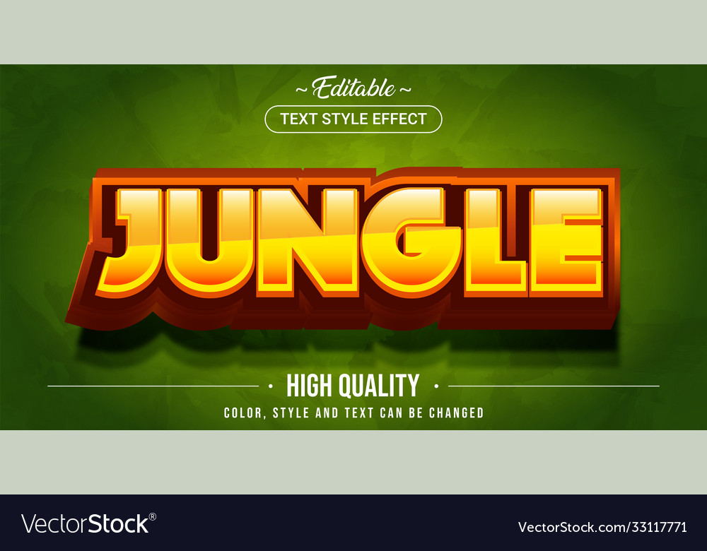 Editable text style effect - jungle theme Vector Image
