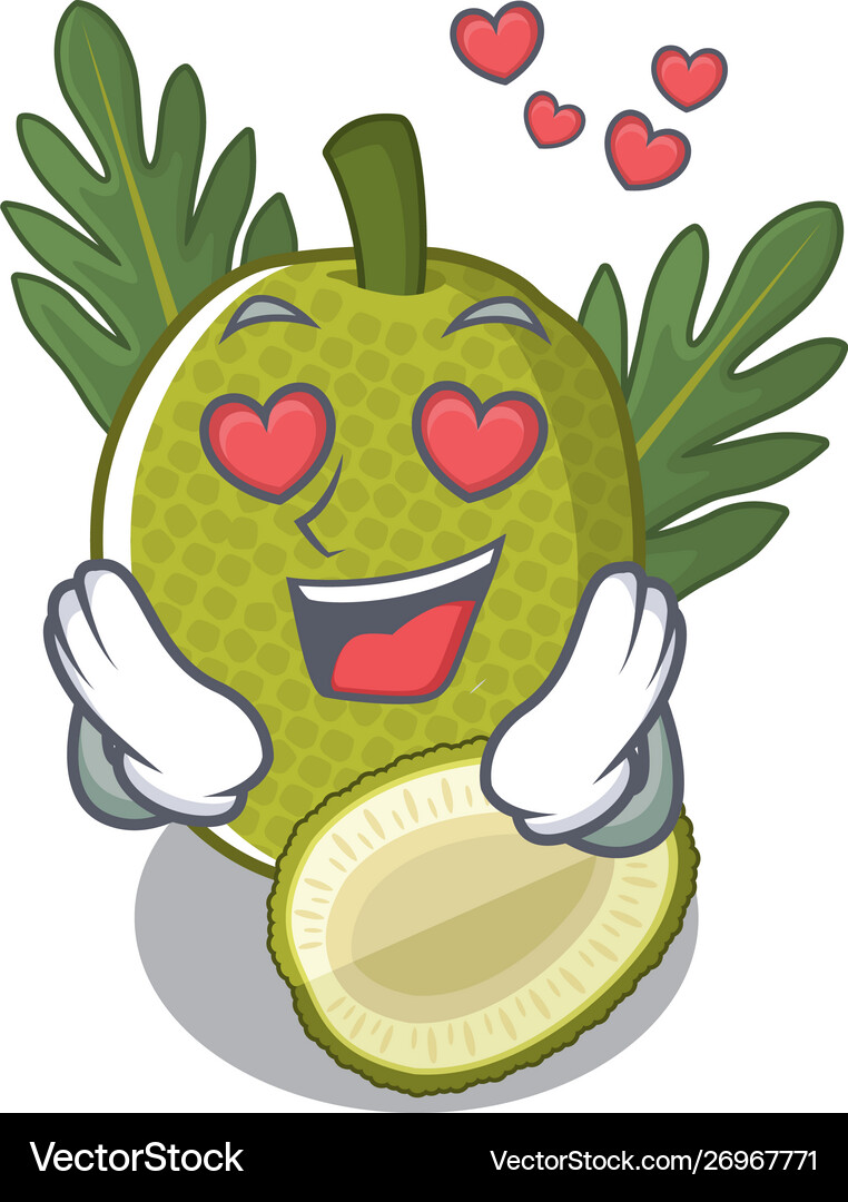 In love fresh breadfruit a cartoon basket Vector Image