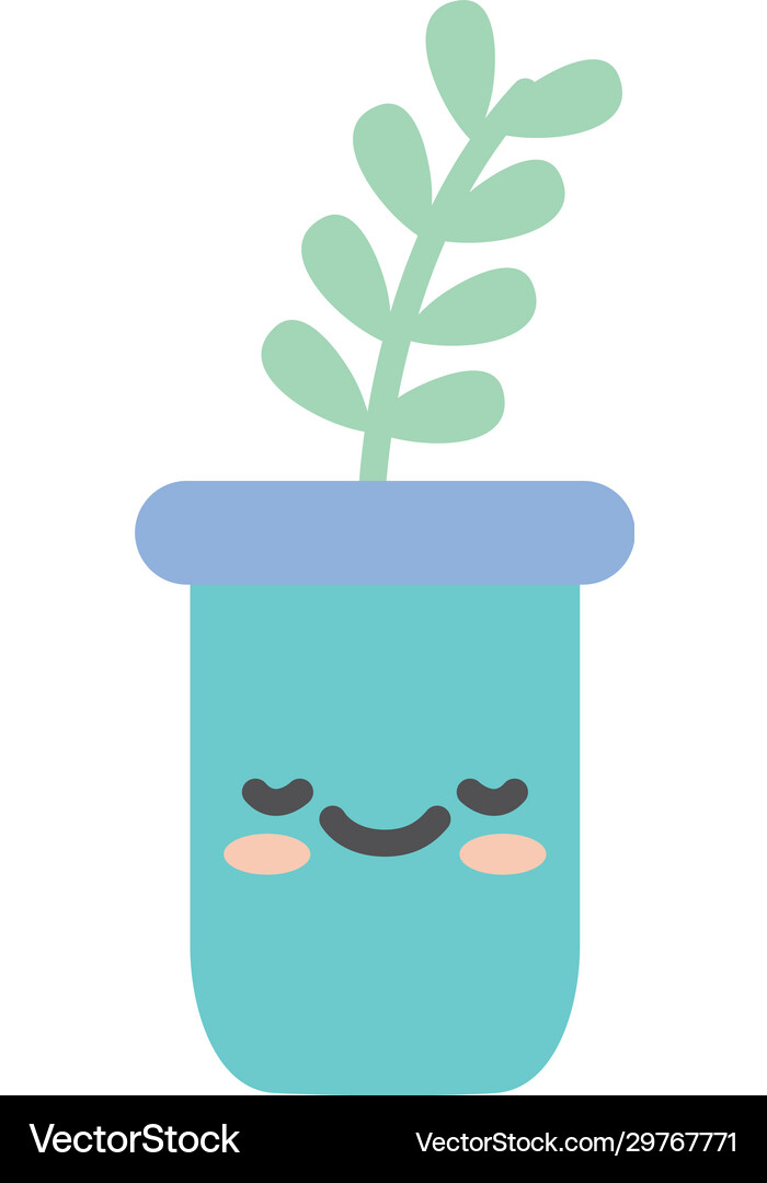 Isolated kawaii plant inside pot flat style icon Vector Image