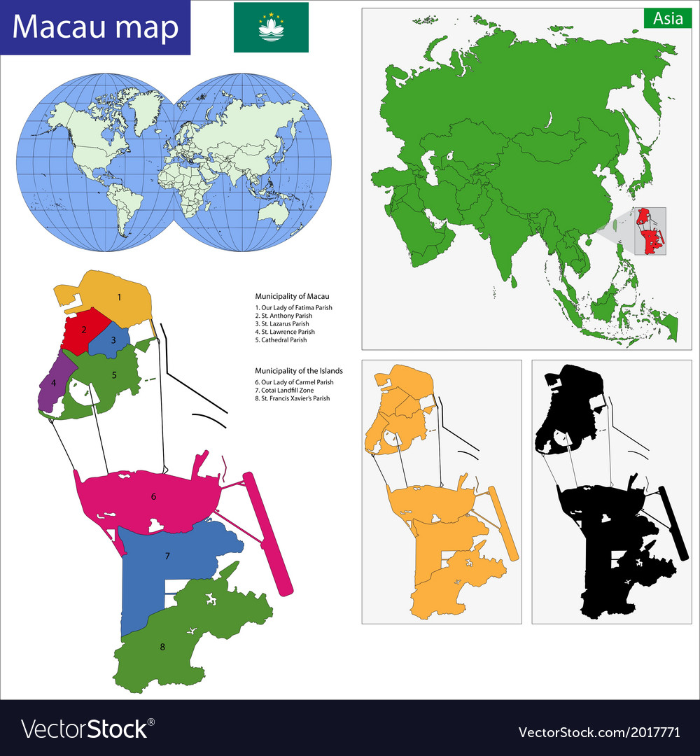 Macao map Royalty Free Vector Image - VectorStock