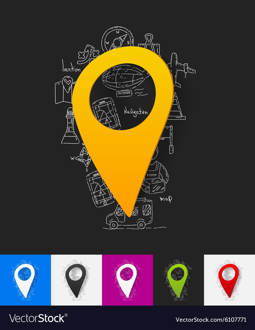 Pointer paper sticker with hand drawn elements Vector Image