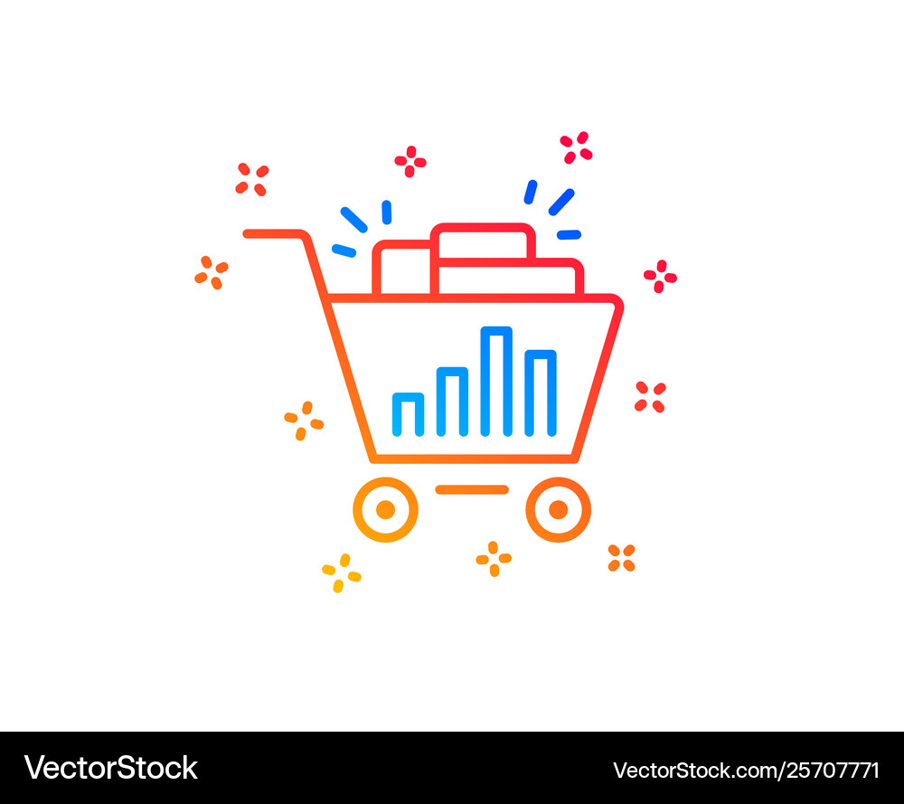 Seo shopping cart line icon search engine Vector Image