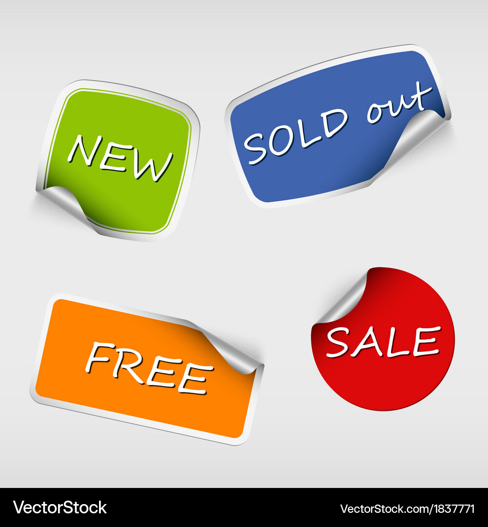 Set of colored stickers with bent corner Vector Image