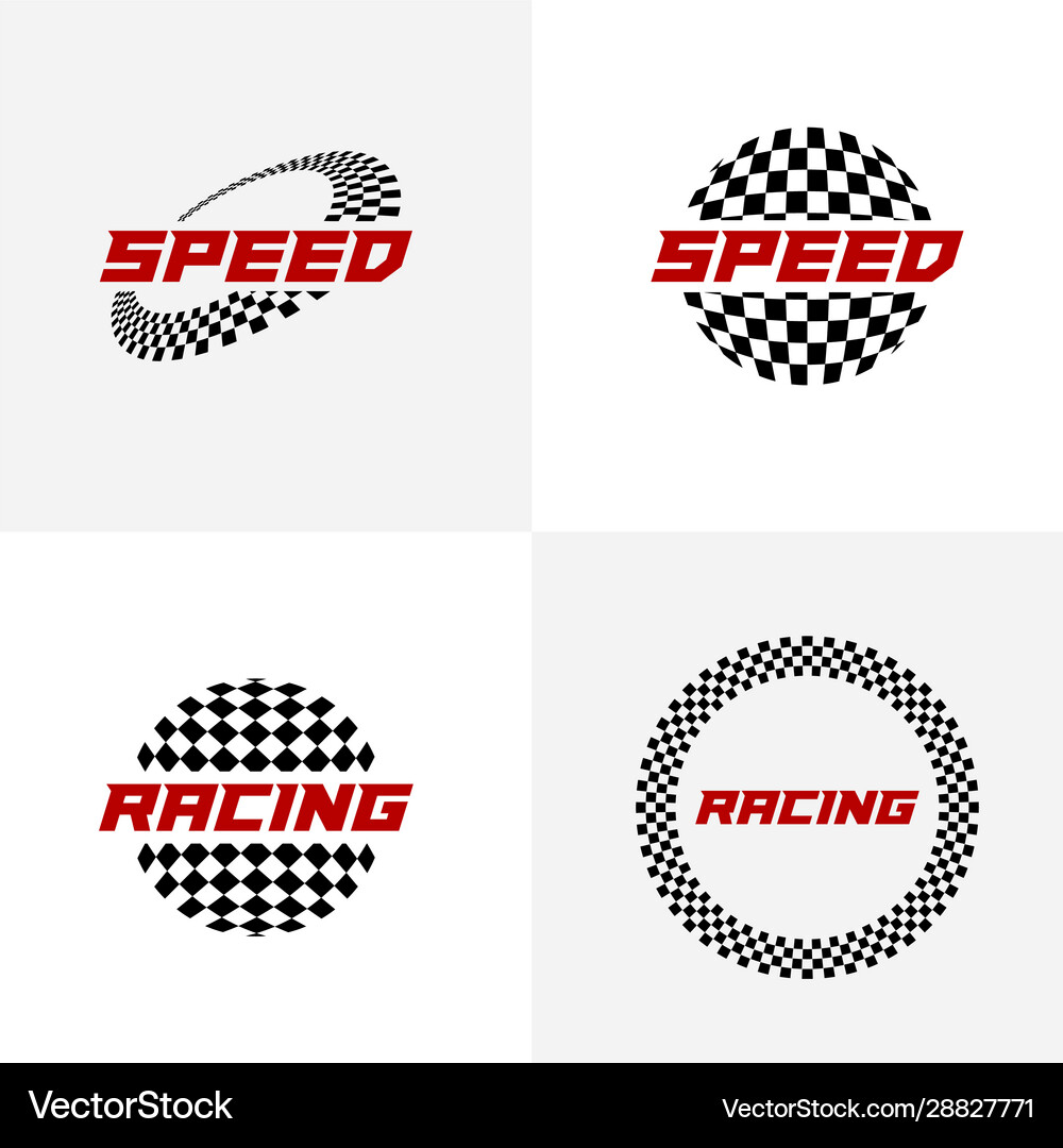 Set race flag logo icon racing logo concept Vector Image
