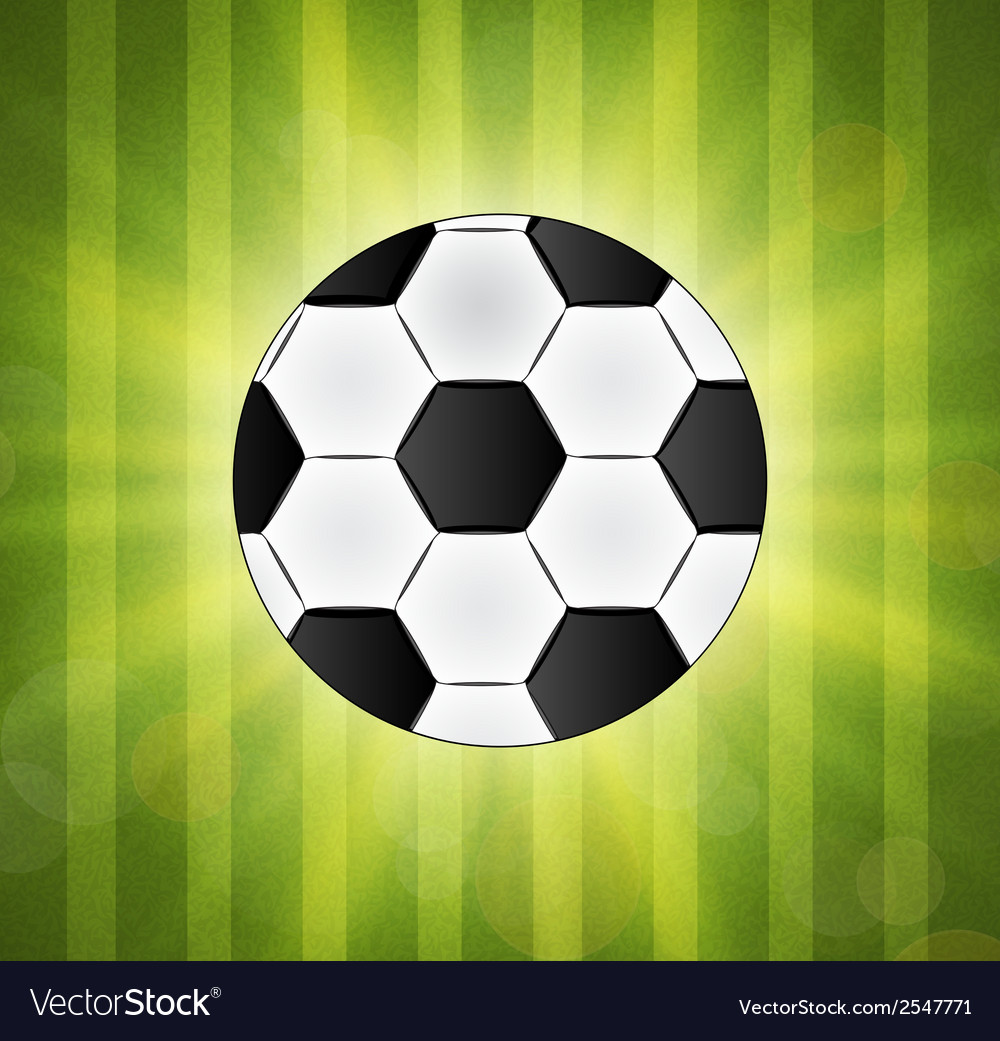 Soccer ball on green background poster design Vector Image