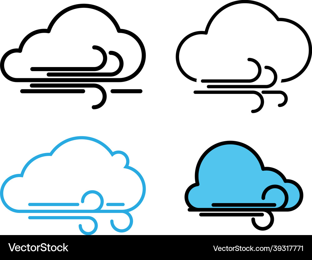 Wind cloud icon set design template Royalty Free Vector