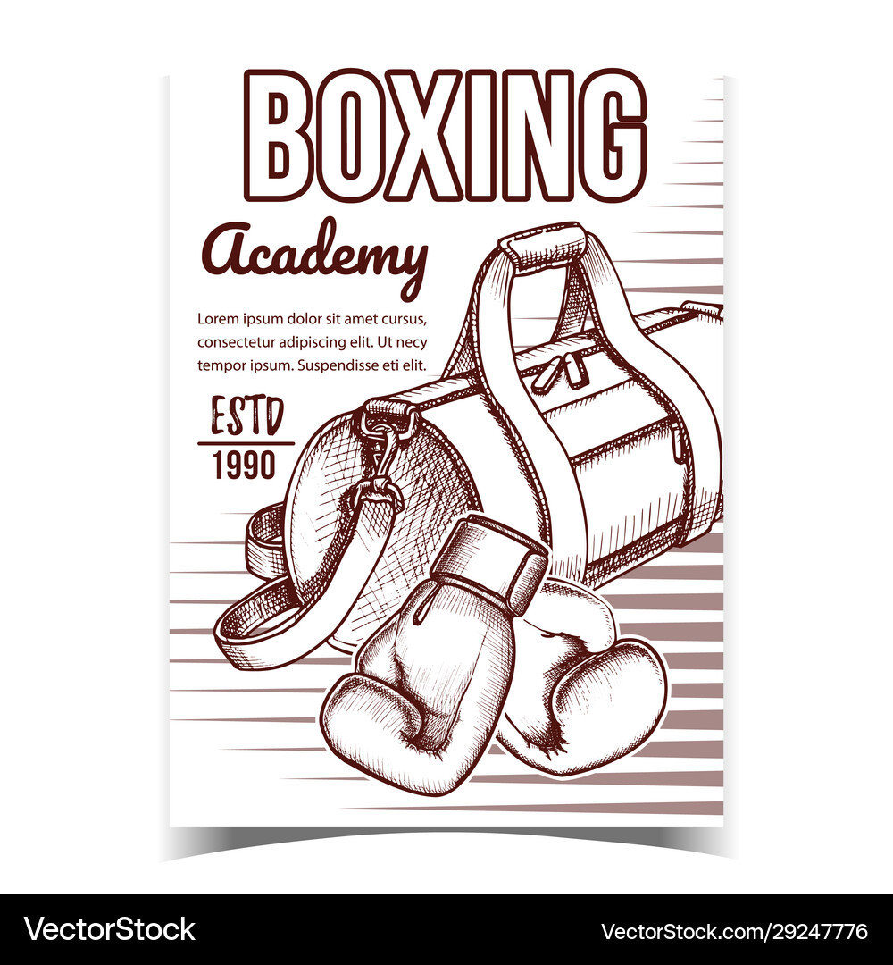 Boxing sport academy advertising banner Royalty Free Vector