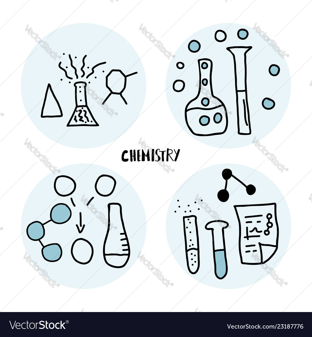 Chemistry doodle objects set Royalty Free Vector Image