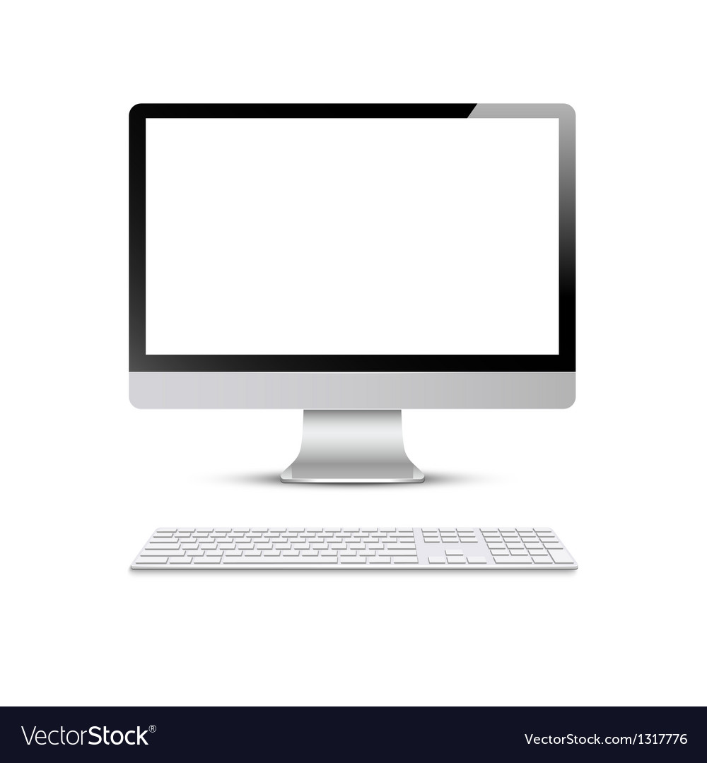 Computer display with keyboard Royalty Free Vector Image