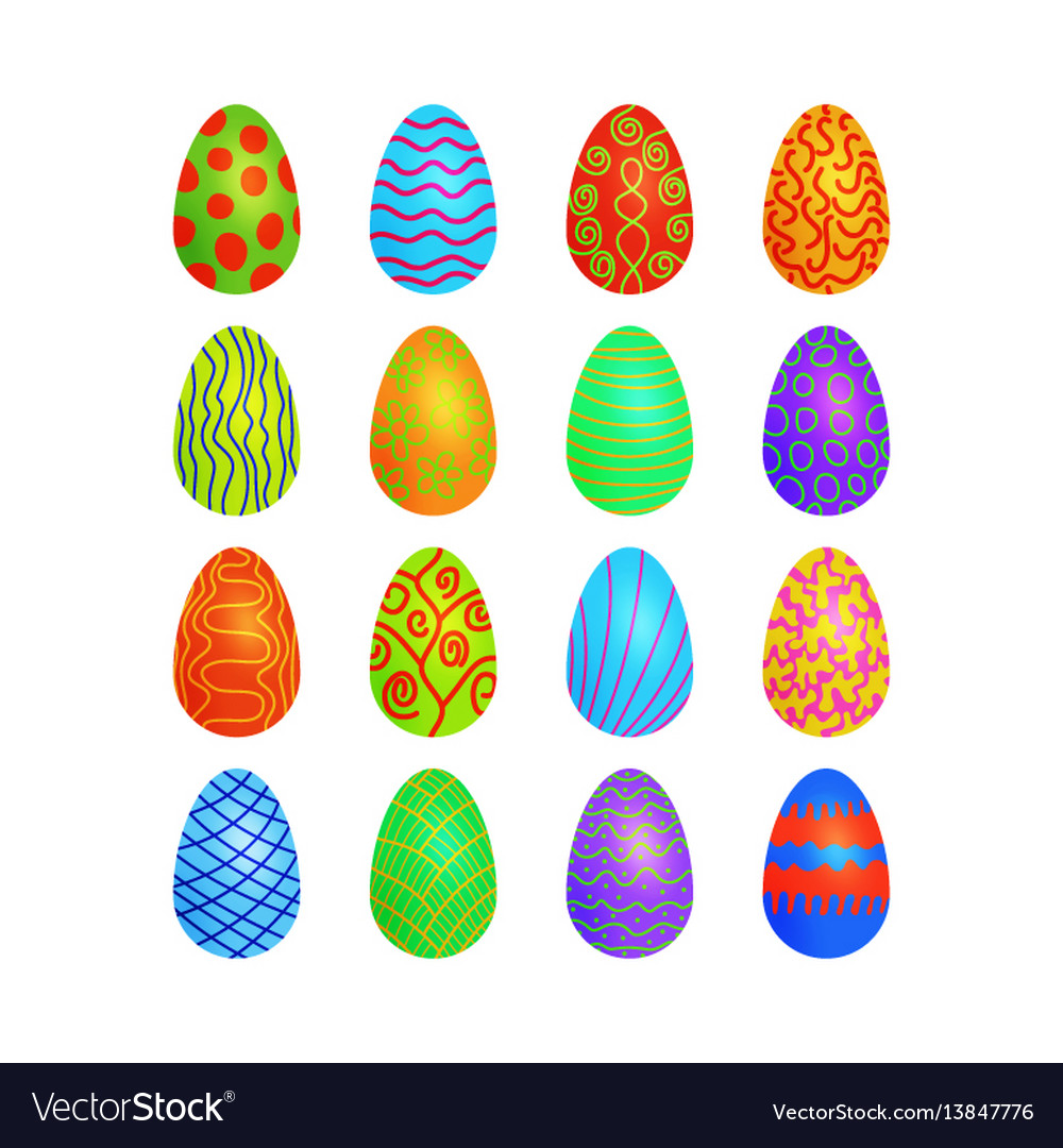 Doodle easter eggs set Royalty Free Vector Image