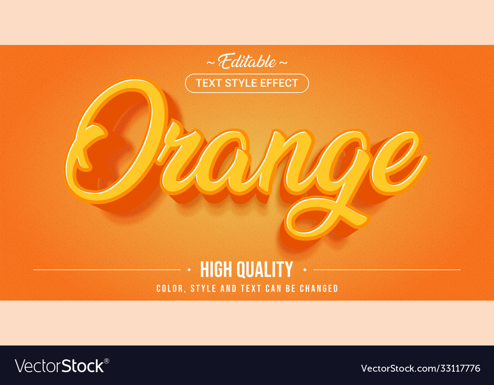 Editable text style effect - orange theme style Vector Image