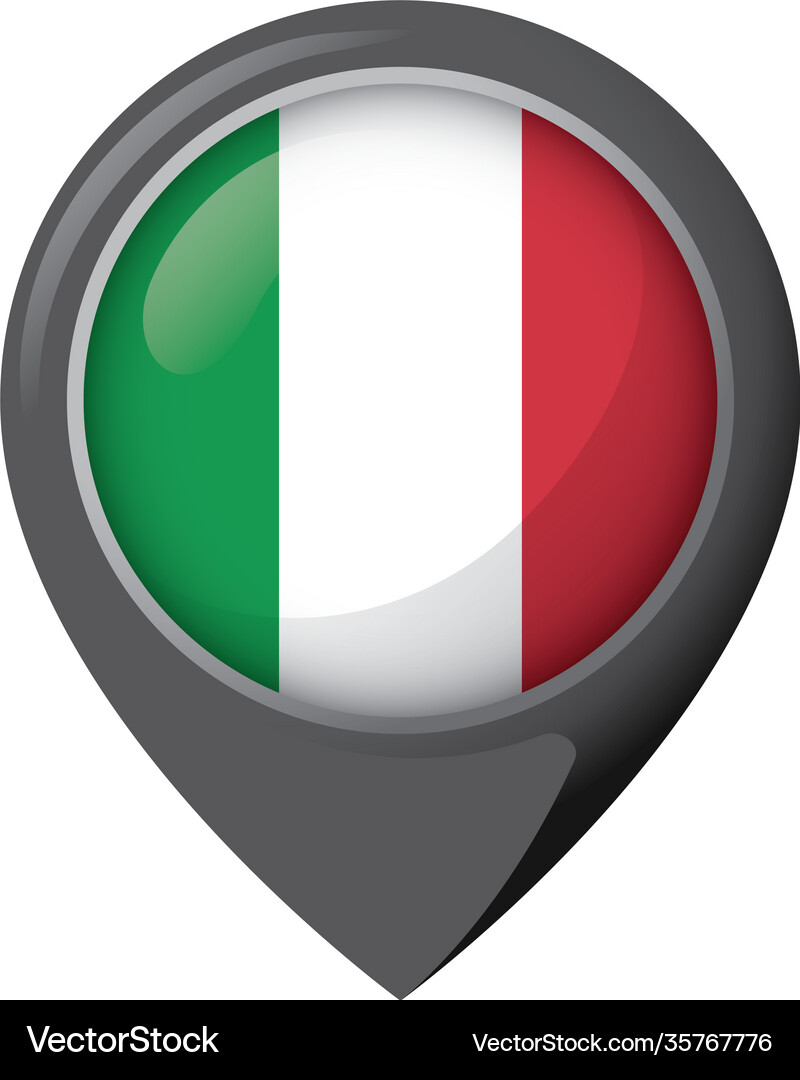 Icon location pin with flag italy Royalty Free Vector Image
