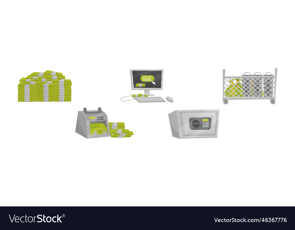 Metal safe banknotes stack counting machine Vector Image
