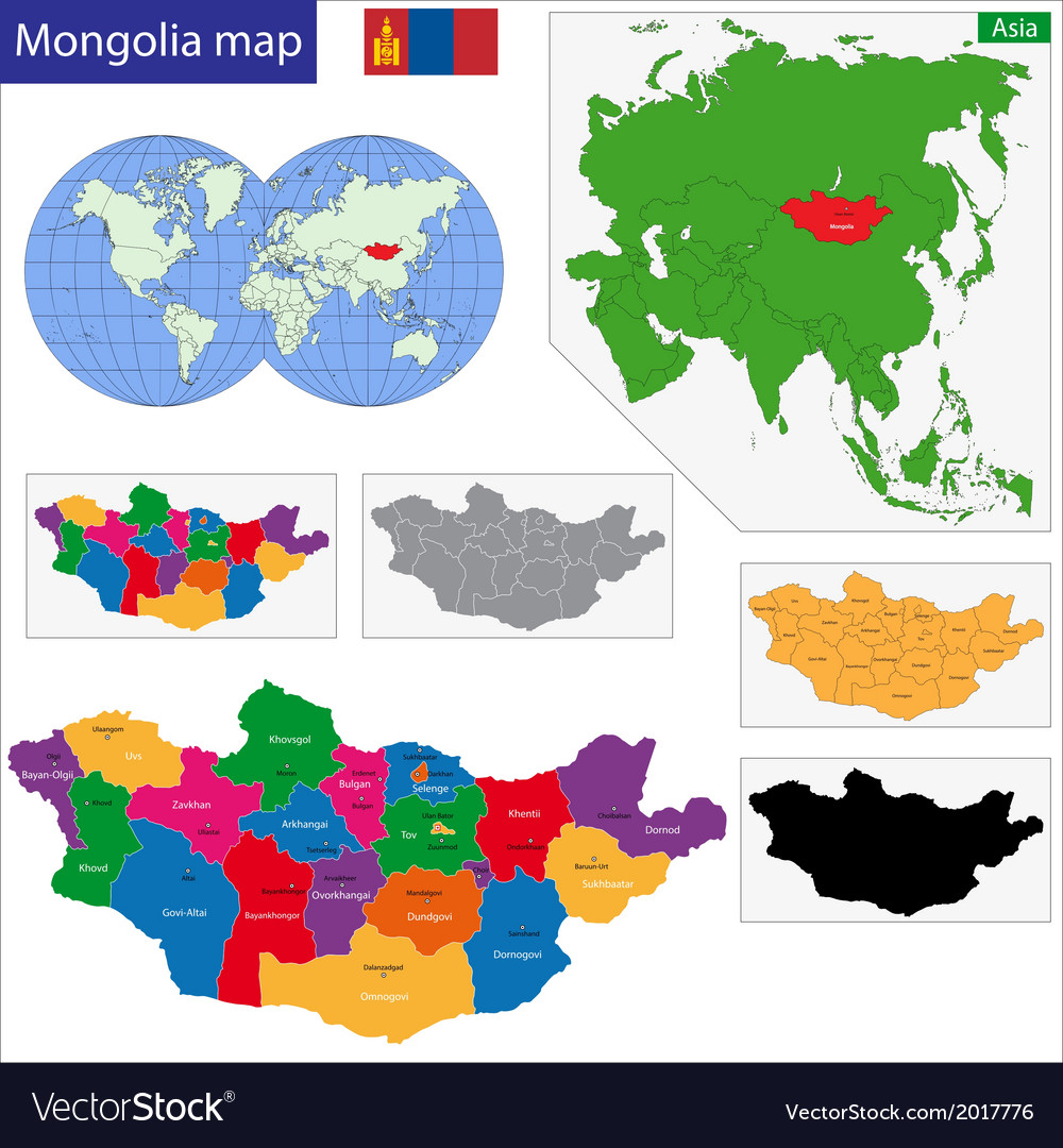 Mongolia map Royalty Free Vector Image - VectorStock