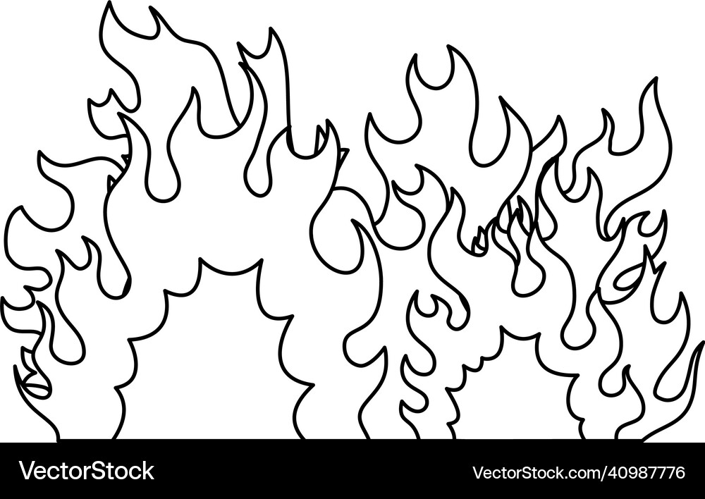 Monochrome big fires that burns all over Vector Image