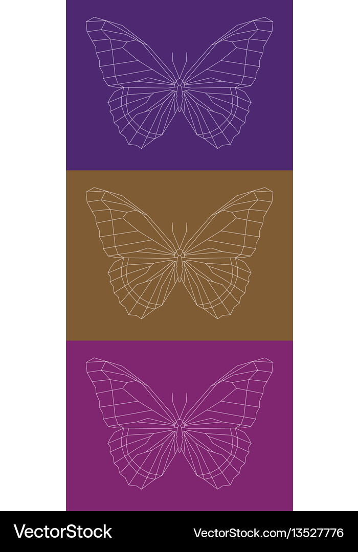Set of geometric linear butterflies Royalty Free Vector