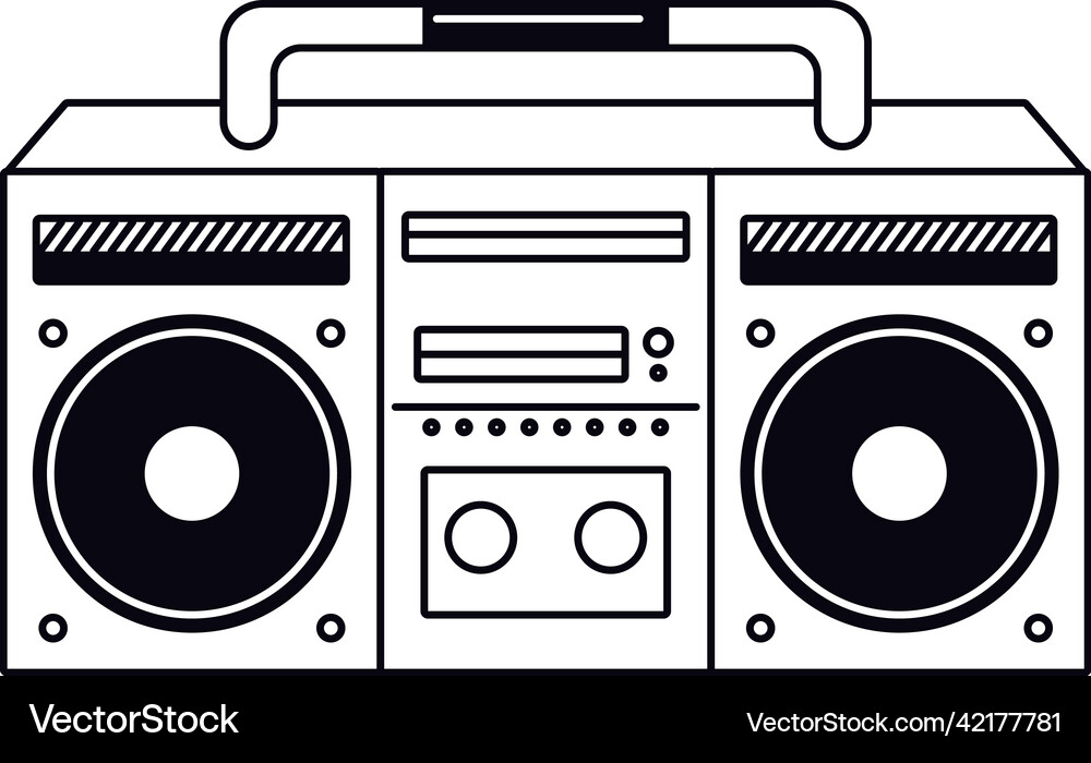 Boombox music player line Royalty Free Vector Image