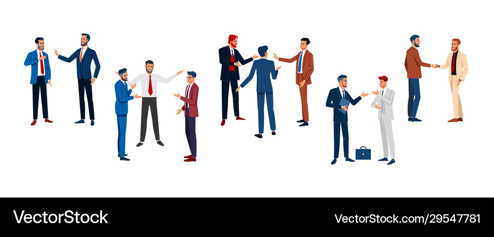 Business forum set businessmen different poses Vector Image