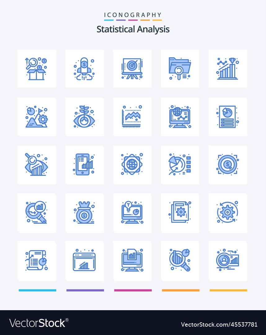 Creative statistical analysis 25 blue icon pack Vector Image