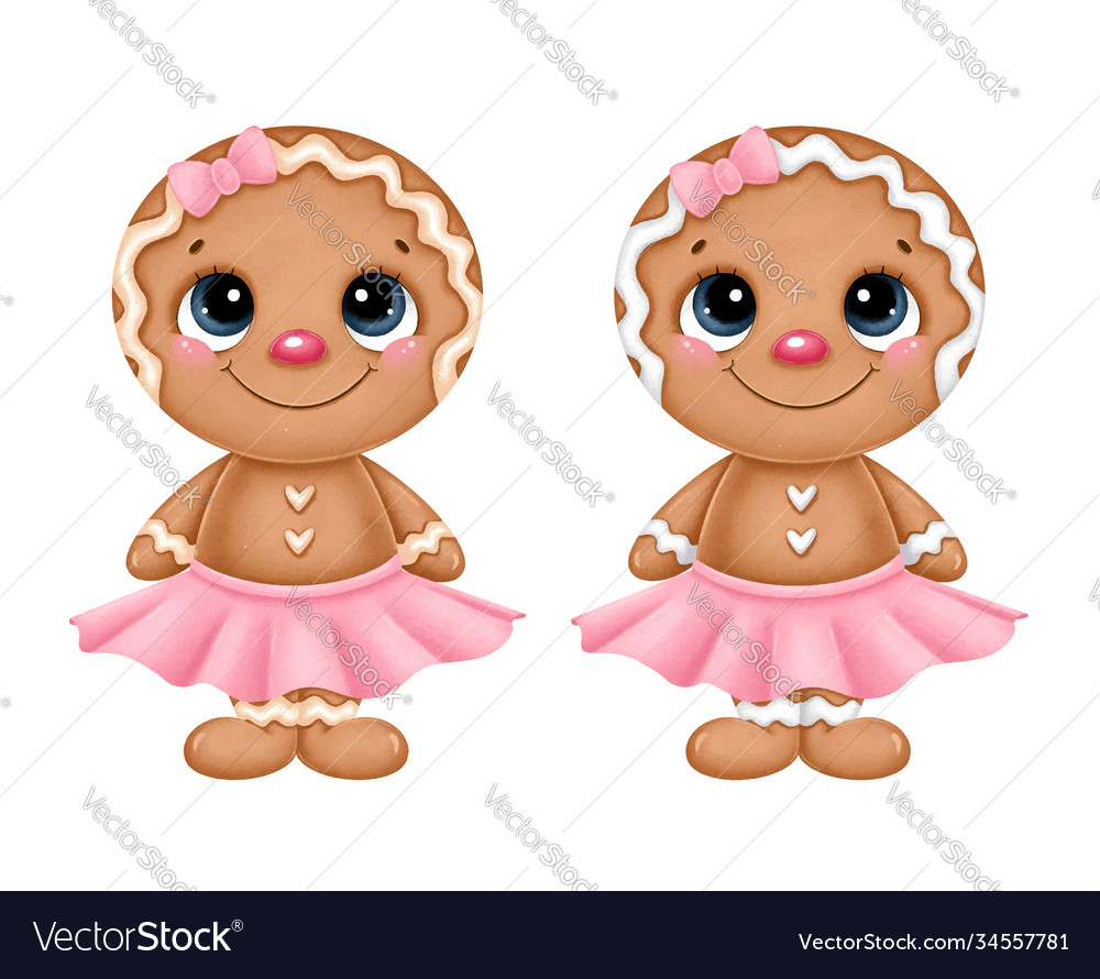 Cute cartoon christmas gingerbread girl Royalty Free Vector