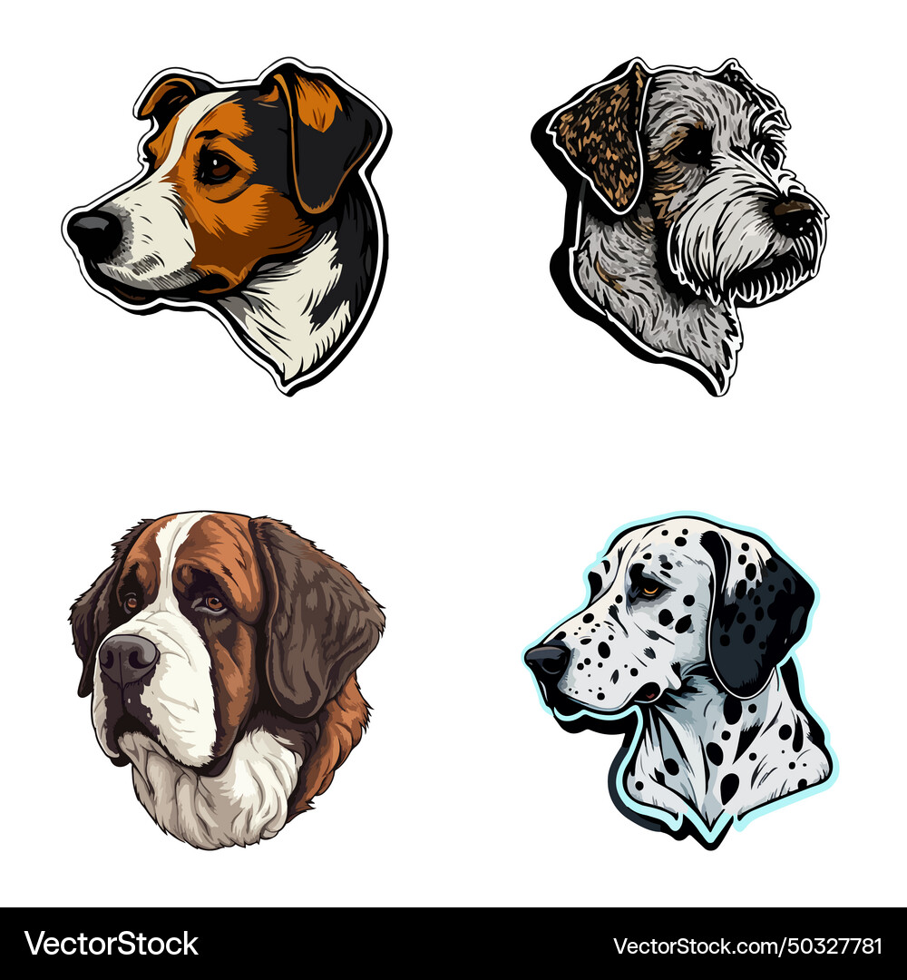 Dog stickers flat icon set isolated on white Vector Image