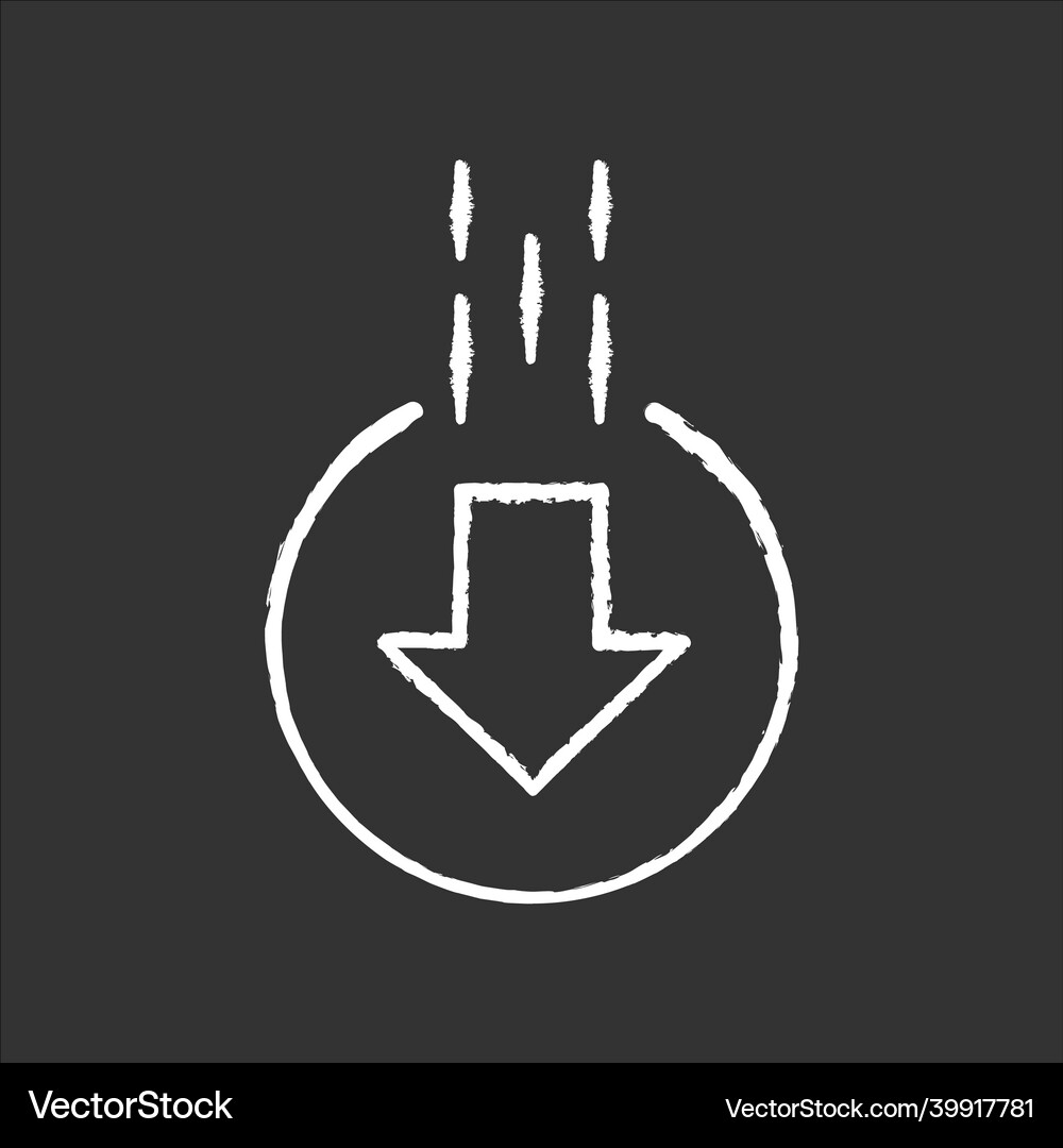 Down arrow in circle chalk white icon on black Vector Image