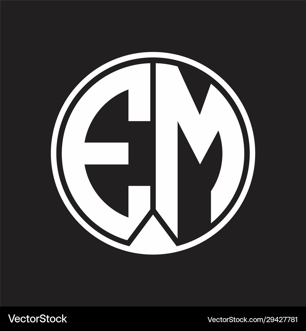 Em logo monogram circle with piece ribbon style Vector Image