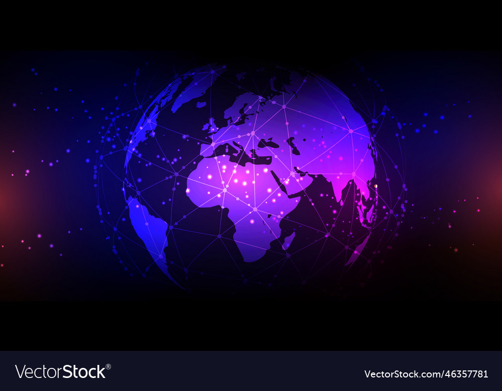 Globe with network communications banner Vector Image