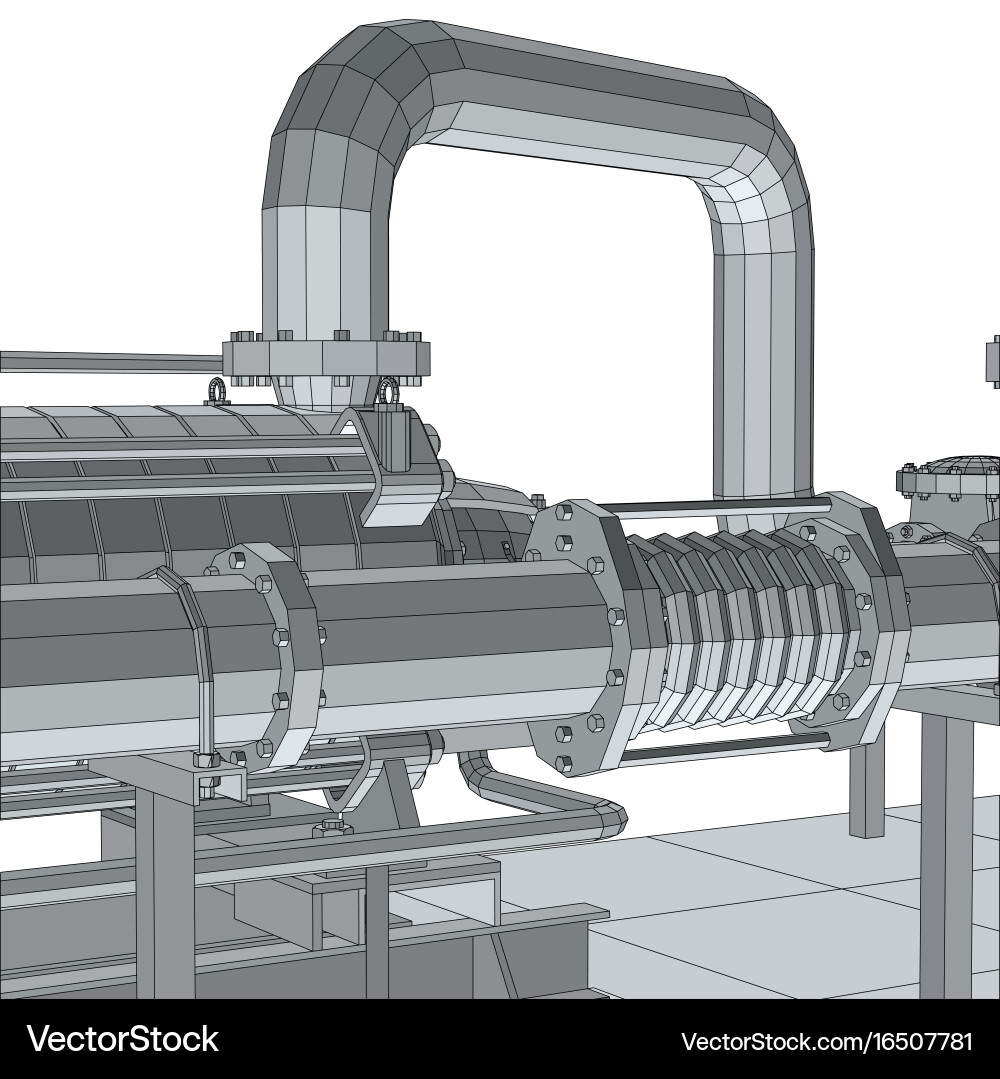 Industrial equipment pipeline wire-frame eps10 Vector Image