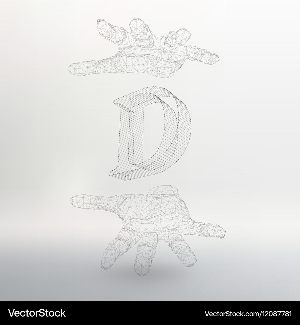 Letter d and hand of lines Royalty Free Vector Image
