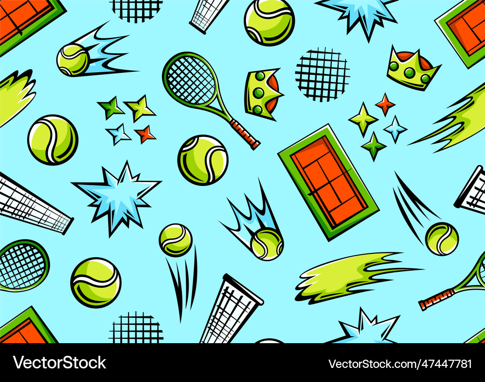 Pattern with tennis items sport club Royalty Free Vector