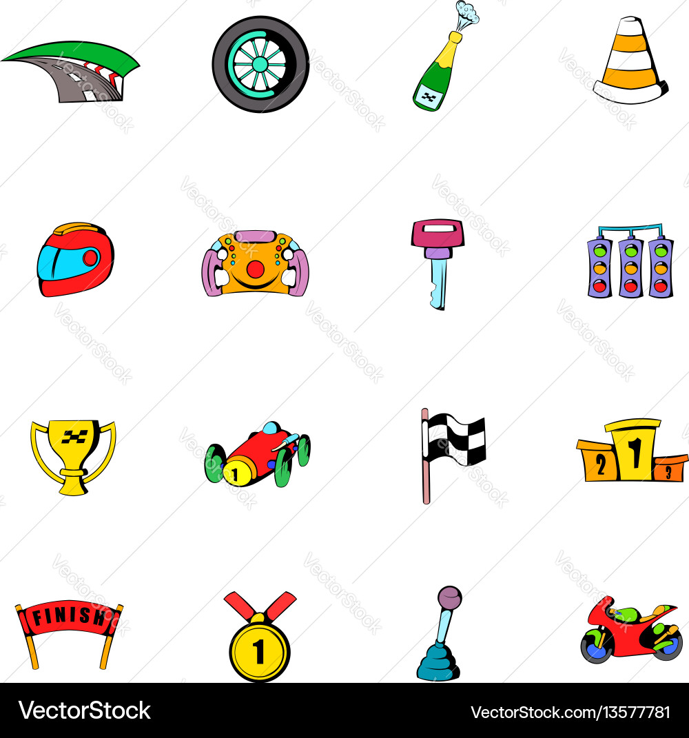 Race icons set cartoon Royalty Free Vector Image