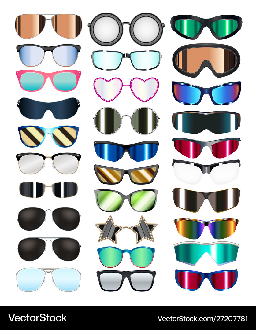 Set real colorful style glasses Royalty Free Vector Image