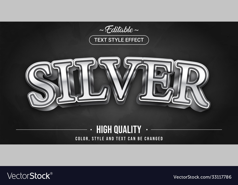 Editable text style effect - silver theme Vector Image