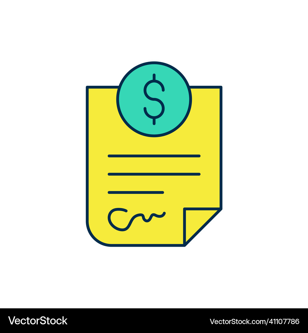 Filled outline contract money icon isolated Vector Image