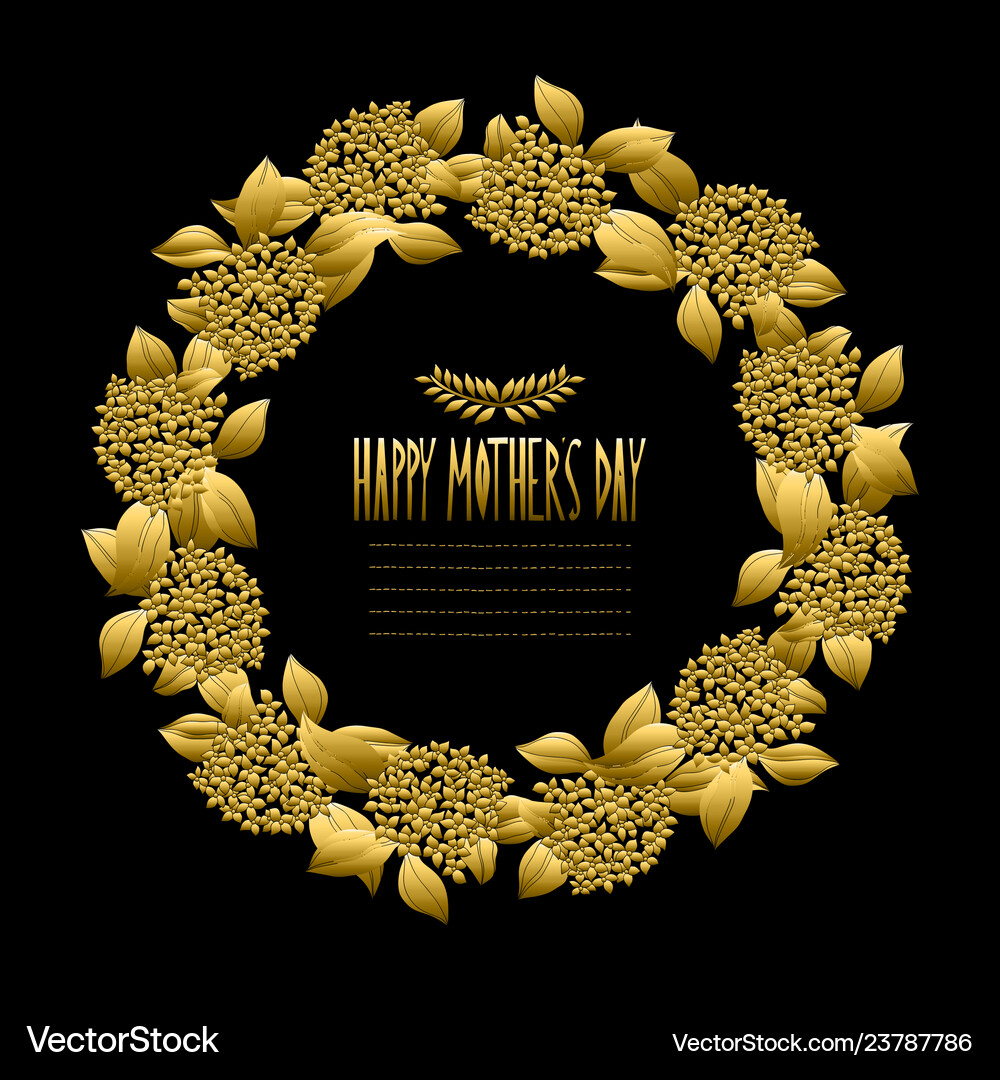 Golden floral wreath Royalty Free Vector Image