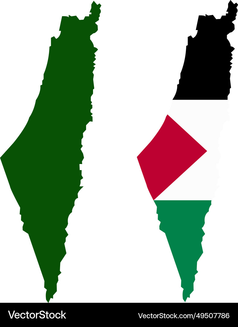 High detailed map with national flag palestine Vector Image