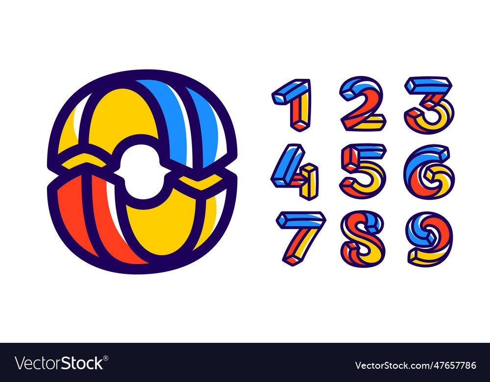 Isometric numbers set impossible lines Royalty Free Vector